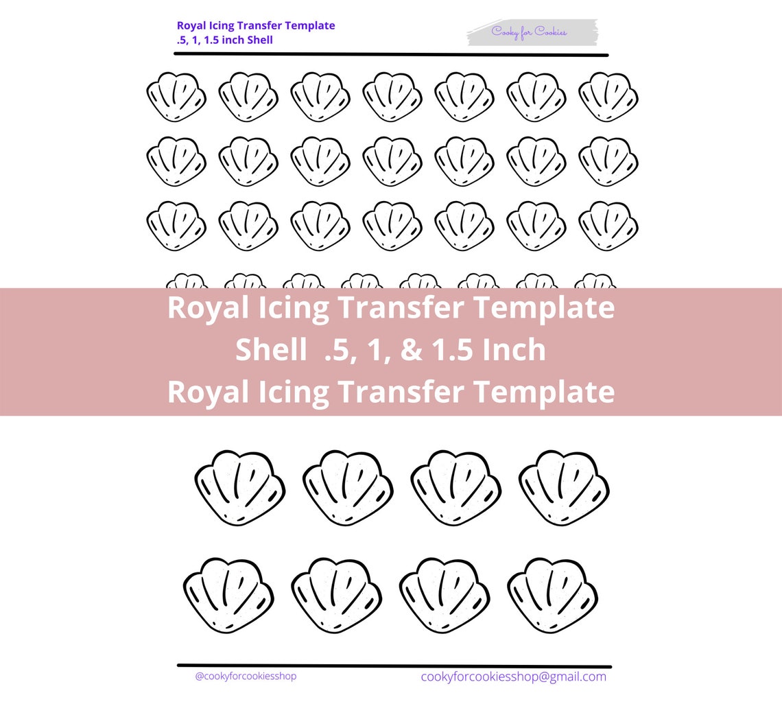 Shell Royal Icing Transfer Template for Your Summer Seaside - Etsy