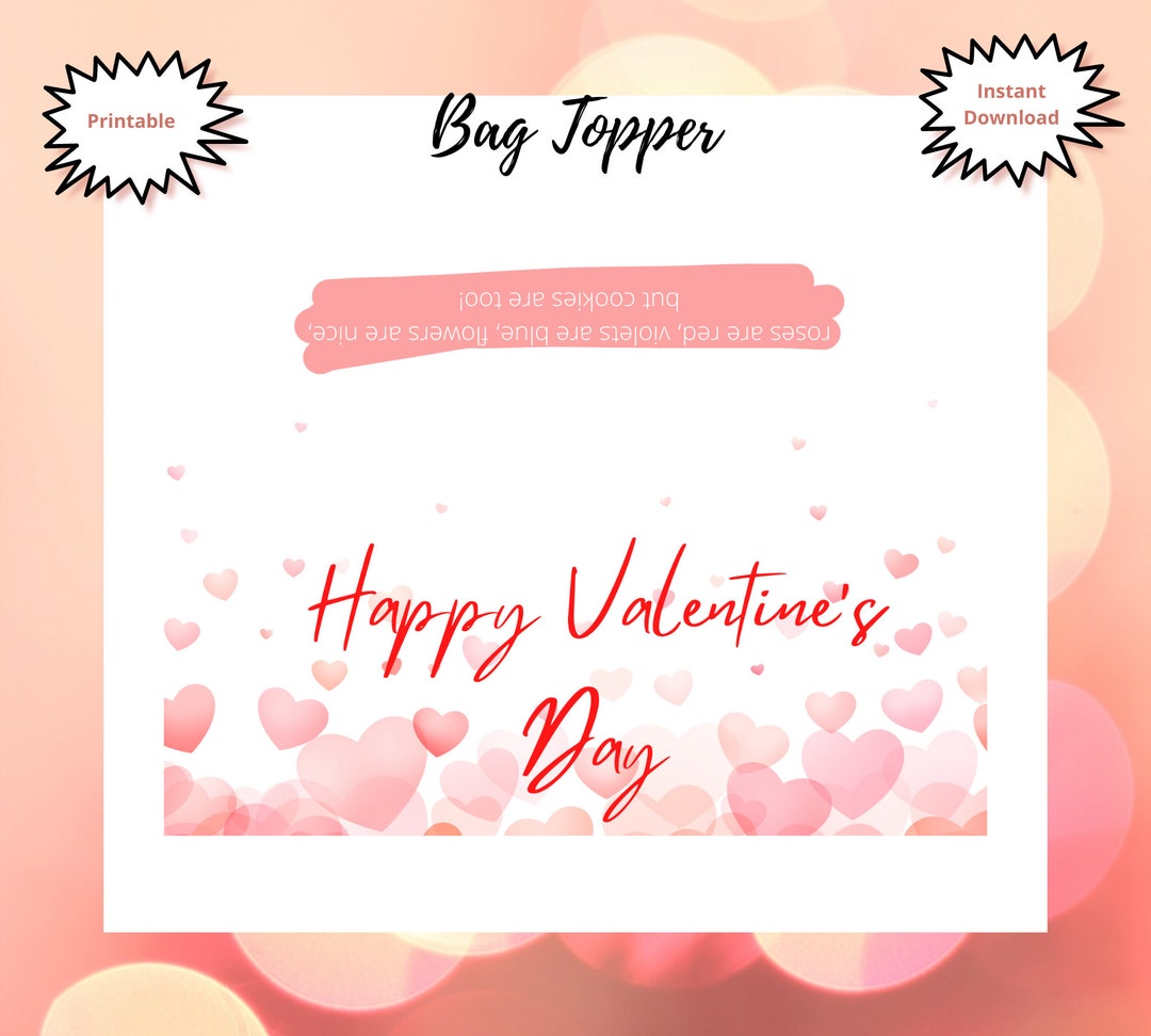 Valentines Day Cookie, Treat Bag Topper. Includes an Editable File ...