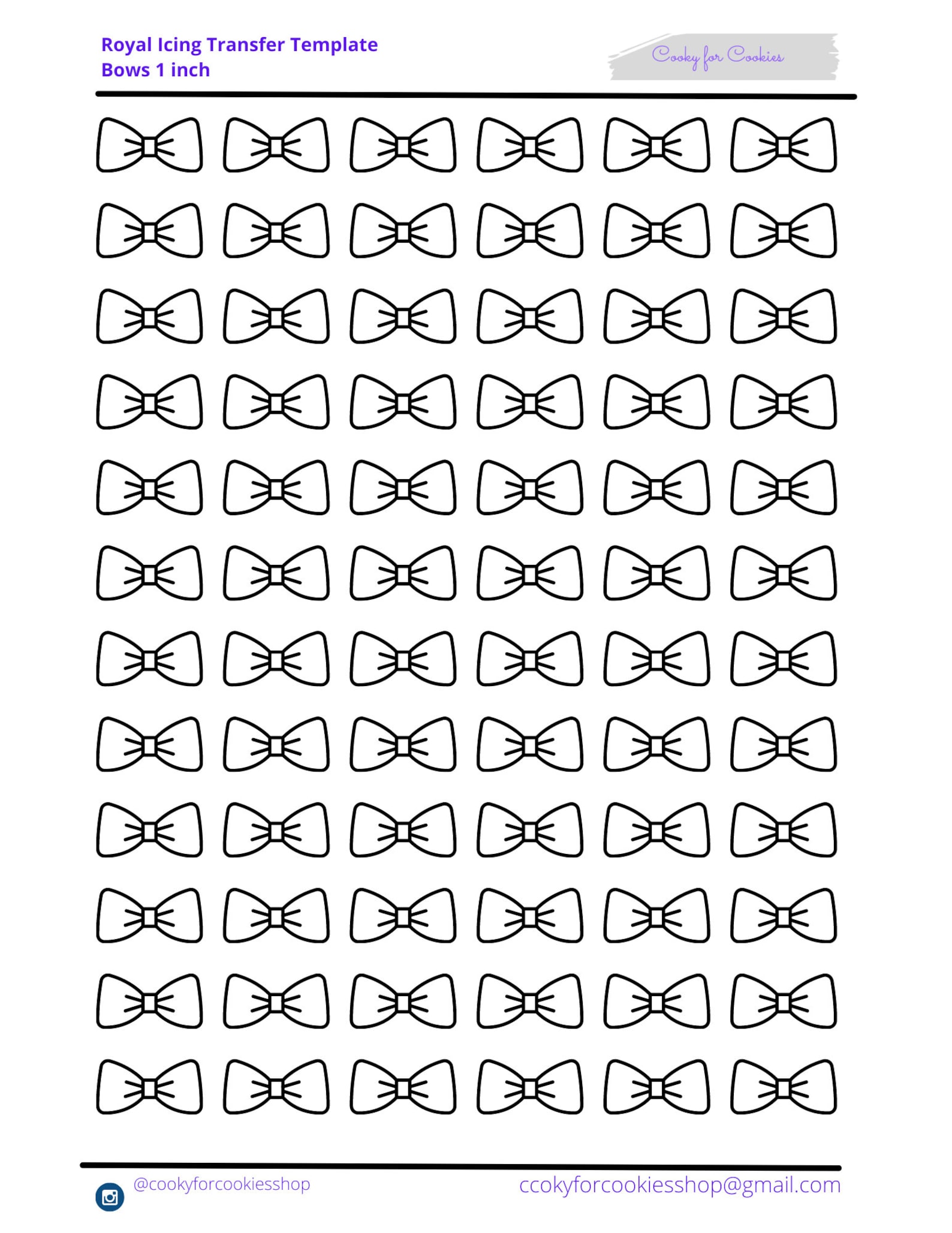 Bow Royal Icing Transfer Templates - Etsy