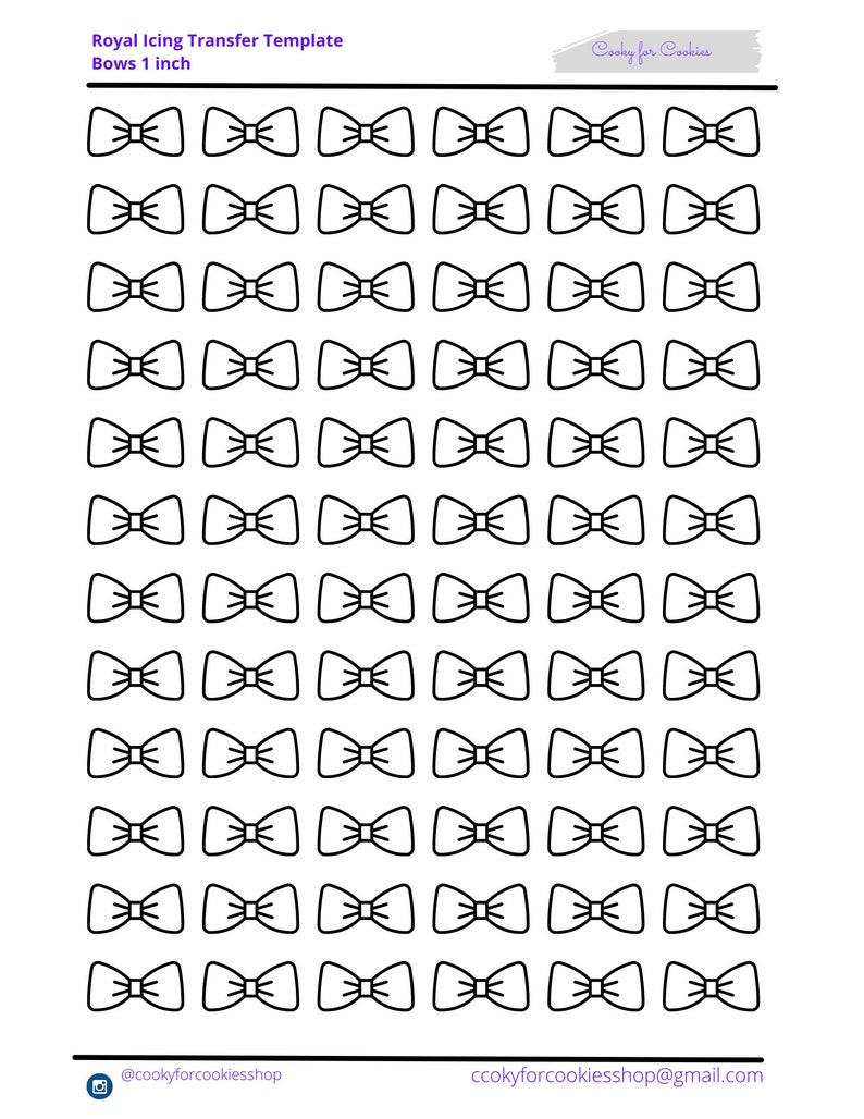 Bow Royal Icing Transfer Templates - Etsy