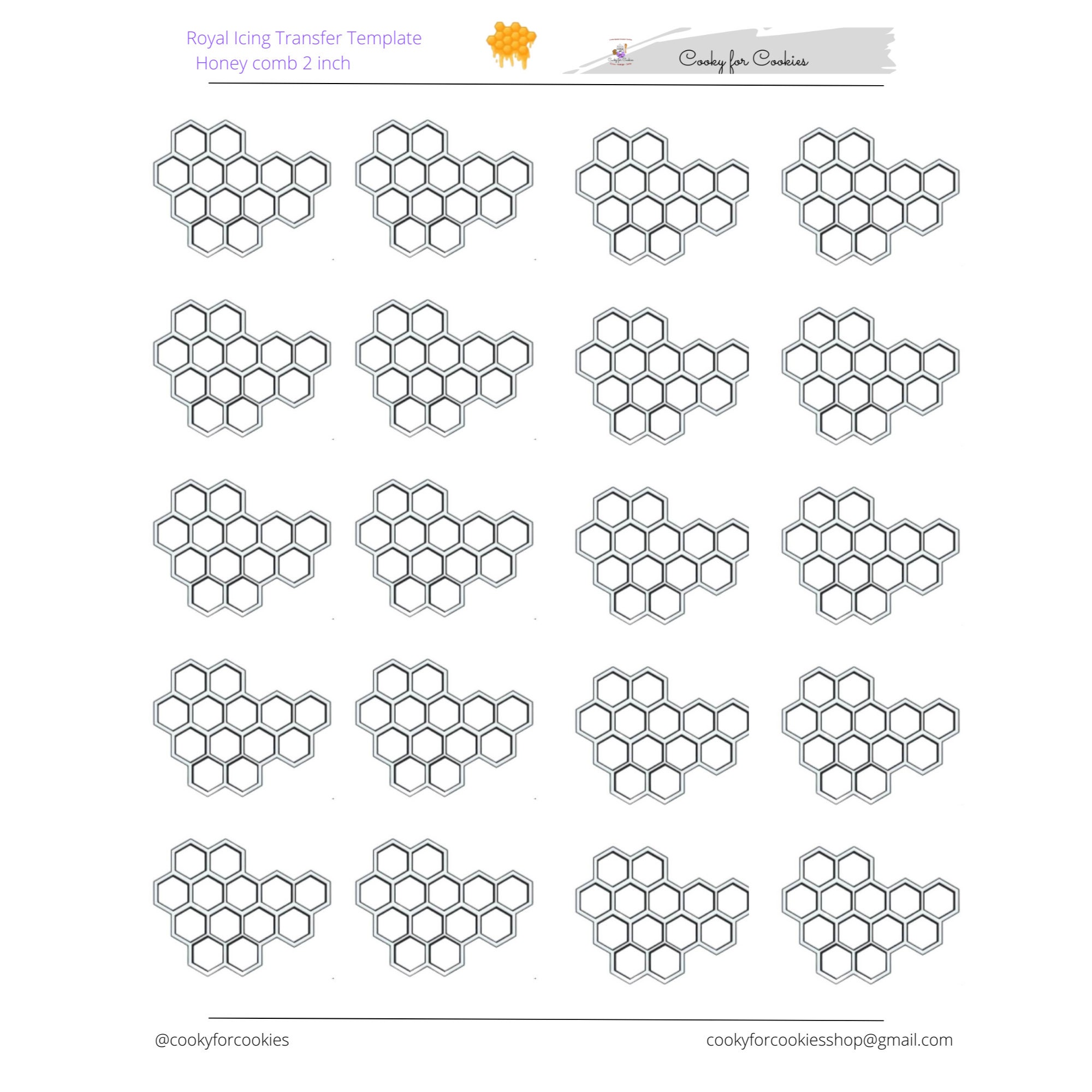 Honeycomb Royal Icing Transfer Template - Etsy