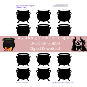 Cauldron Royal Icing Transfer Template: Halloween Cookie Decor (digital ...