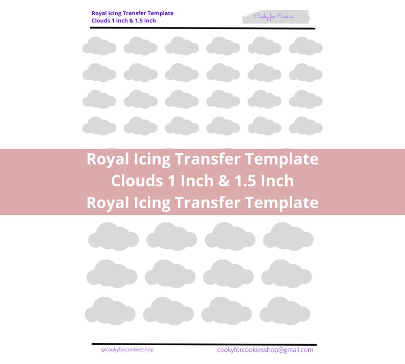 Clouds Royal Icing Transfer Template - Etsy
