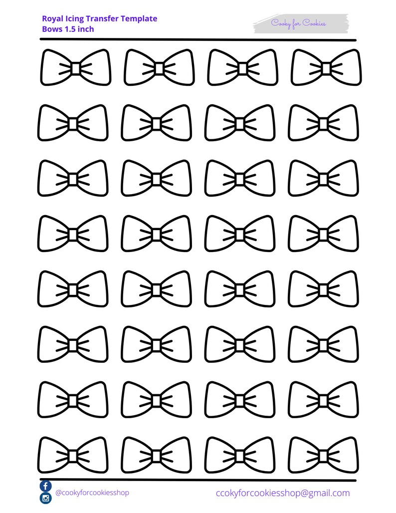 Bow Royal Icing Transfer Templates - Etsy