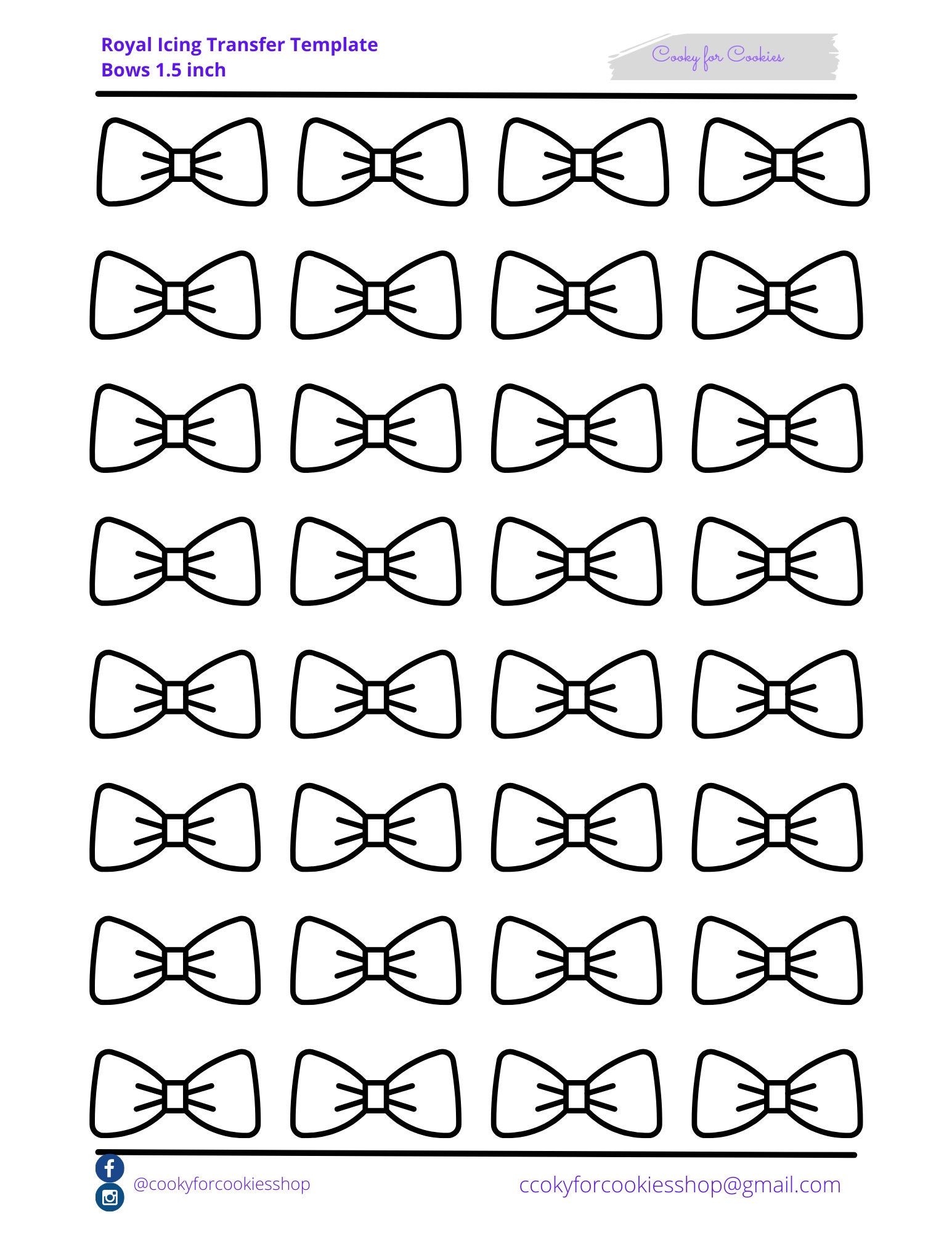 Bow Royal Icing Transfer Templates - Etsy