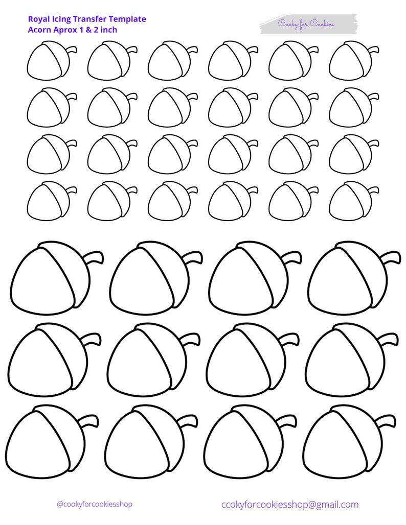 Acorn Royal Icing Transfer Template | Etsy
