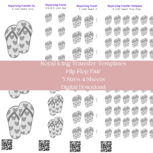 Flip Flops Royal Icing Transfer Templates, Summer, Beach Time, - Etsy