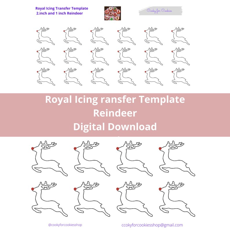 Reindeer Royal Icing Transfer Template - Etsy