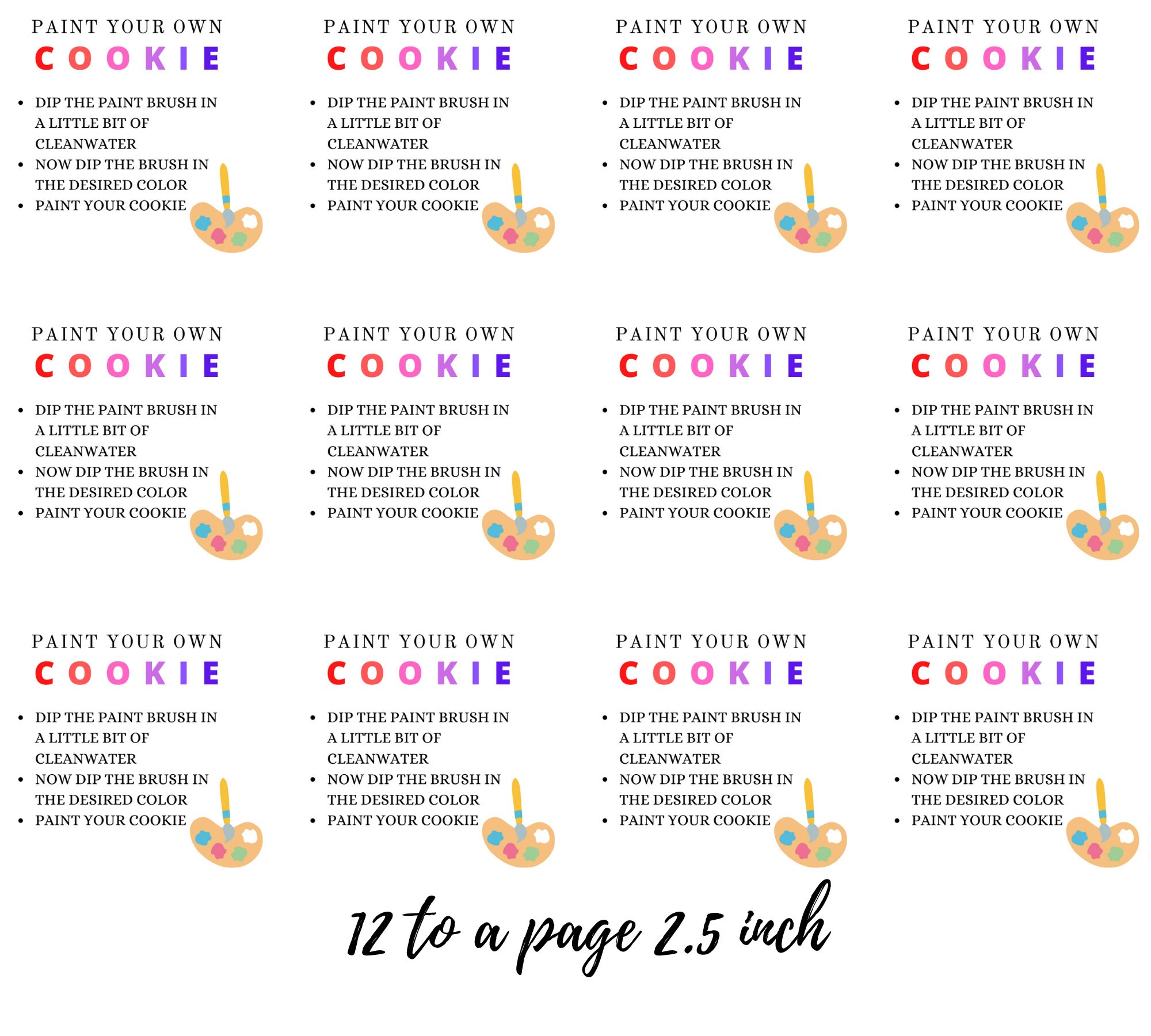 PYO Cookie Card Instruction Bundle Includes Different Sizes | Etsy