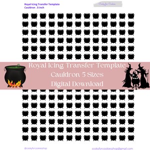 Cauldron Royal Icing Transfer Template: Halloween Cookie Decor (digital ...
