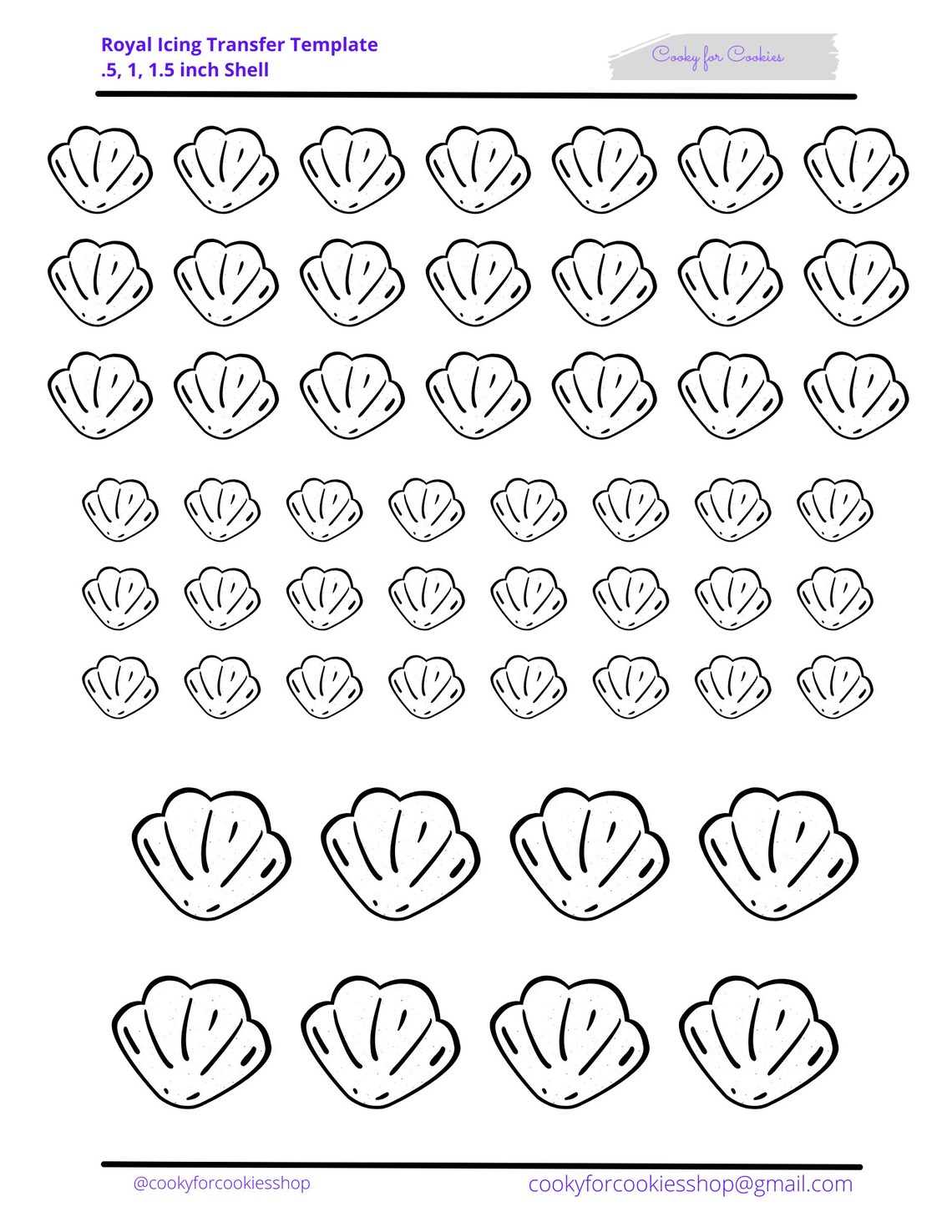 Shell Royal Icing Transfer Template for Your Summer Seaside - Etsy
