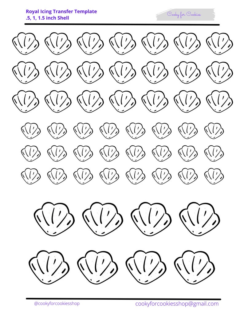 Shell Royal Icing Transfer Template for Your Summer Seaside Cookies - Etsy