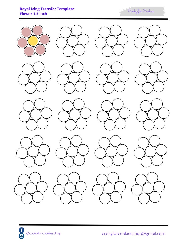 Daisy Flower Royal Icing Transfer Template 4 Sizes - Etsy