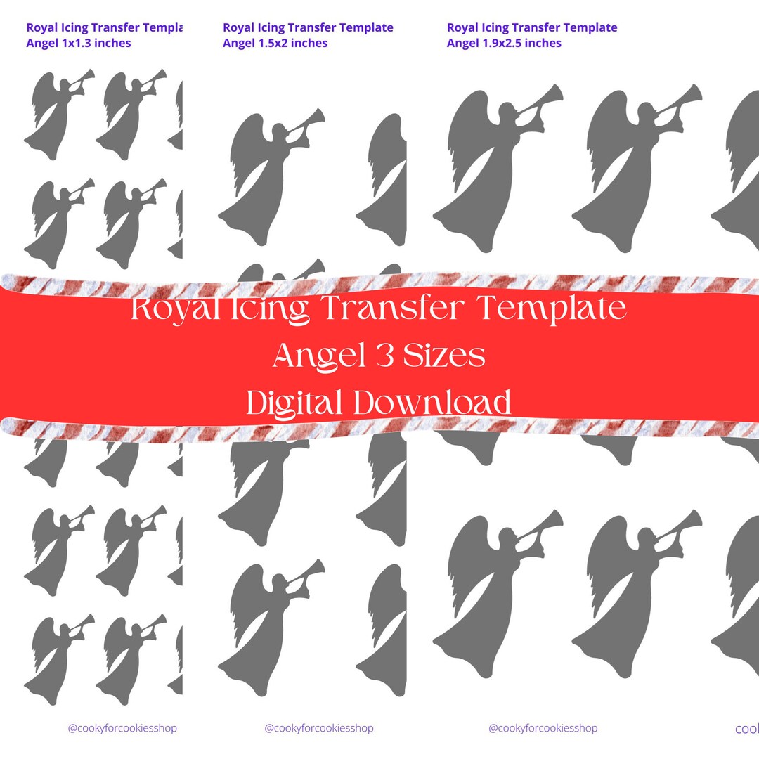 Angel Royal Icing Transfer Template, Sugar Cookie Decoration, Transfer ...