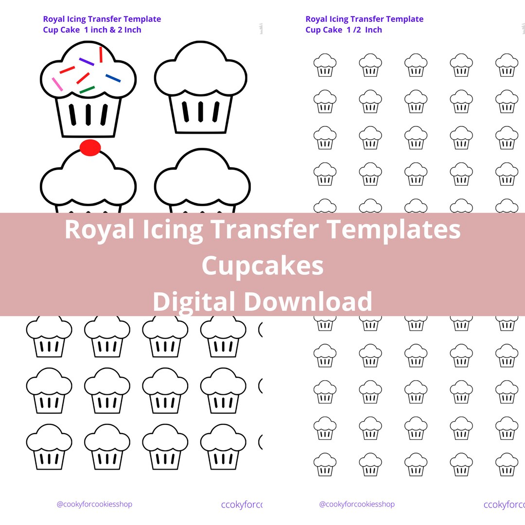 CUPCAKE Royal Icing Transfer Template - Etsy