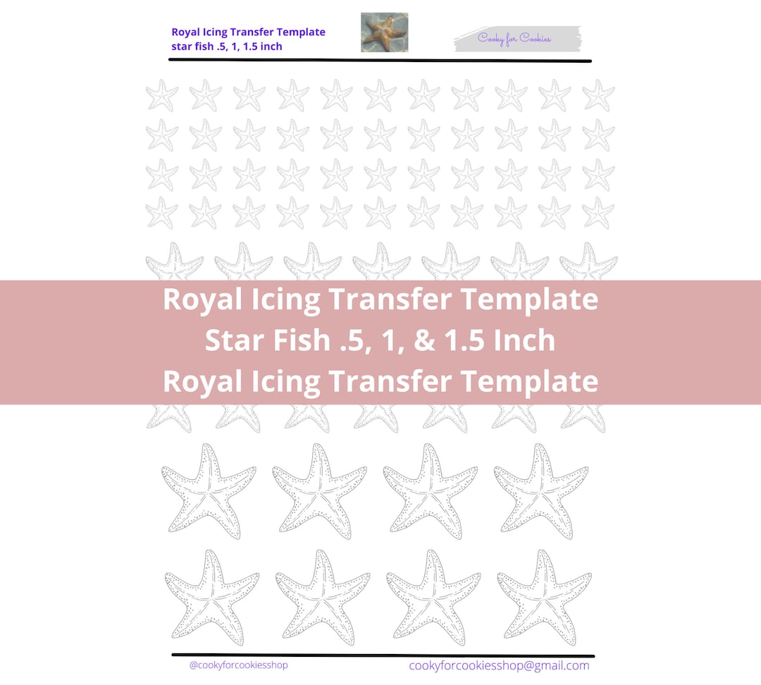 Starfish Royal Icing Transfer Template: Summer Seaside Cookies (digital ...