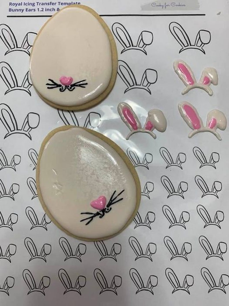 Floppy Bunny Ear Royal Icing Transfer Template - Etsy