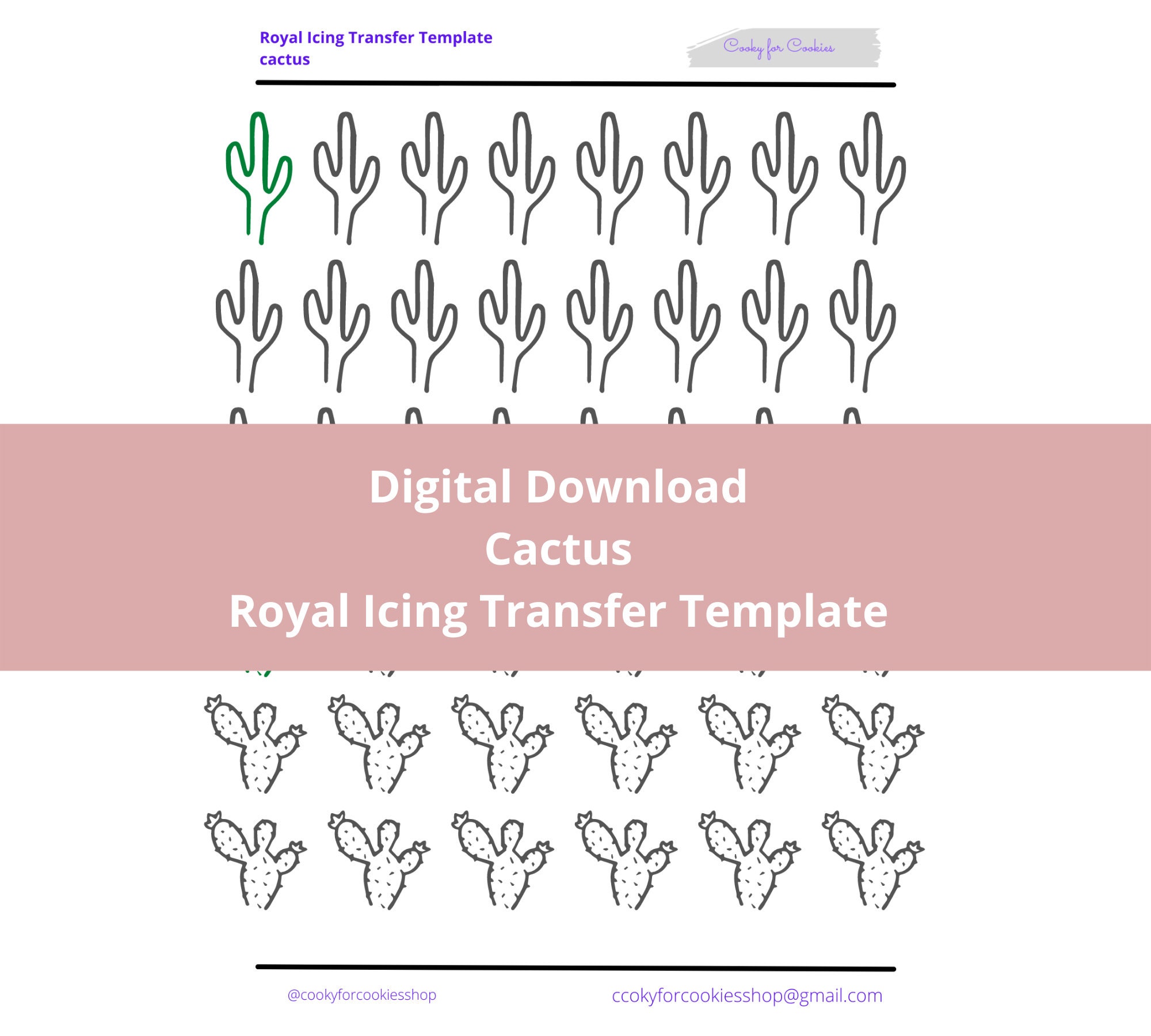 Royal Icing Cactus Transfer Templates - Etsy