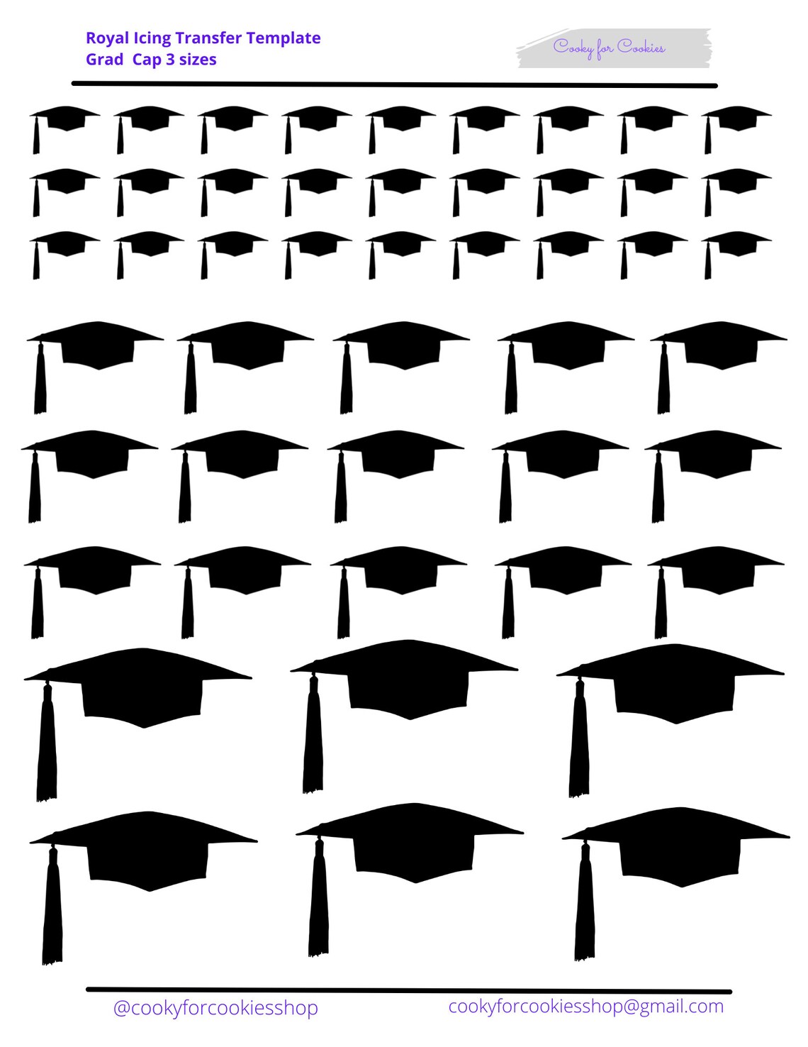 Graduation Cap Royal Icing Transfer Template | Etsy