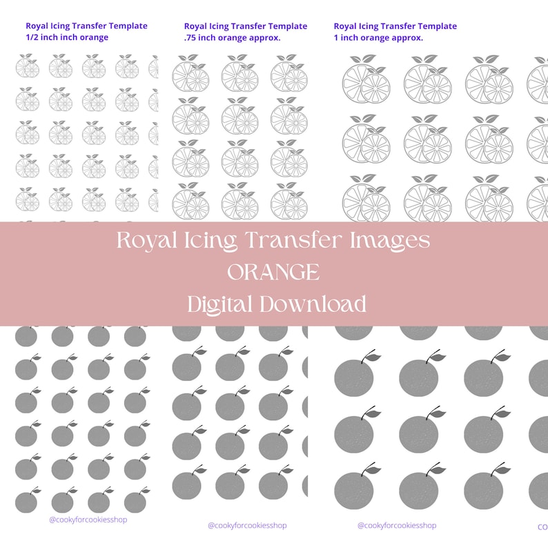 Oranges Royal Icing Transfer Templates, Sugar Cookie Decorating, Fruit ...