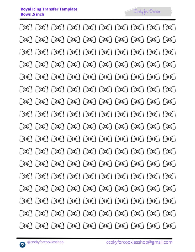 Bow Royal Icing Transfer Templates - Etsy