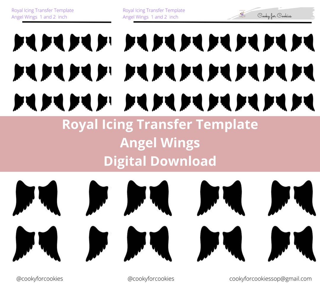 Angel Wings Royal Icing Transfer Templates - Etsy