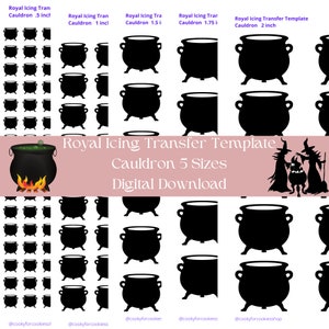 Cauldron Royal Icing Transfer Template: Halloween Cookie Decor (digital ...