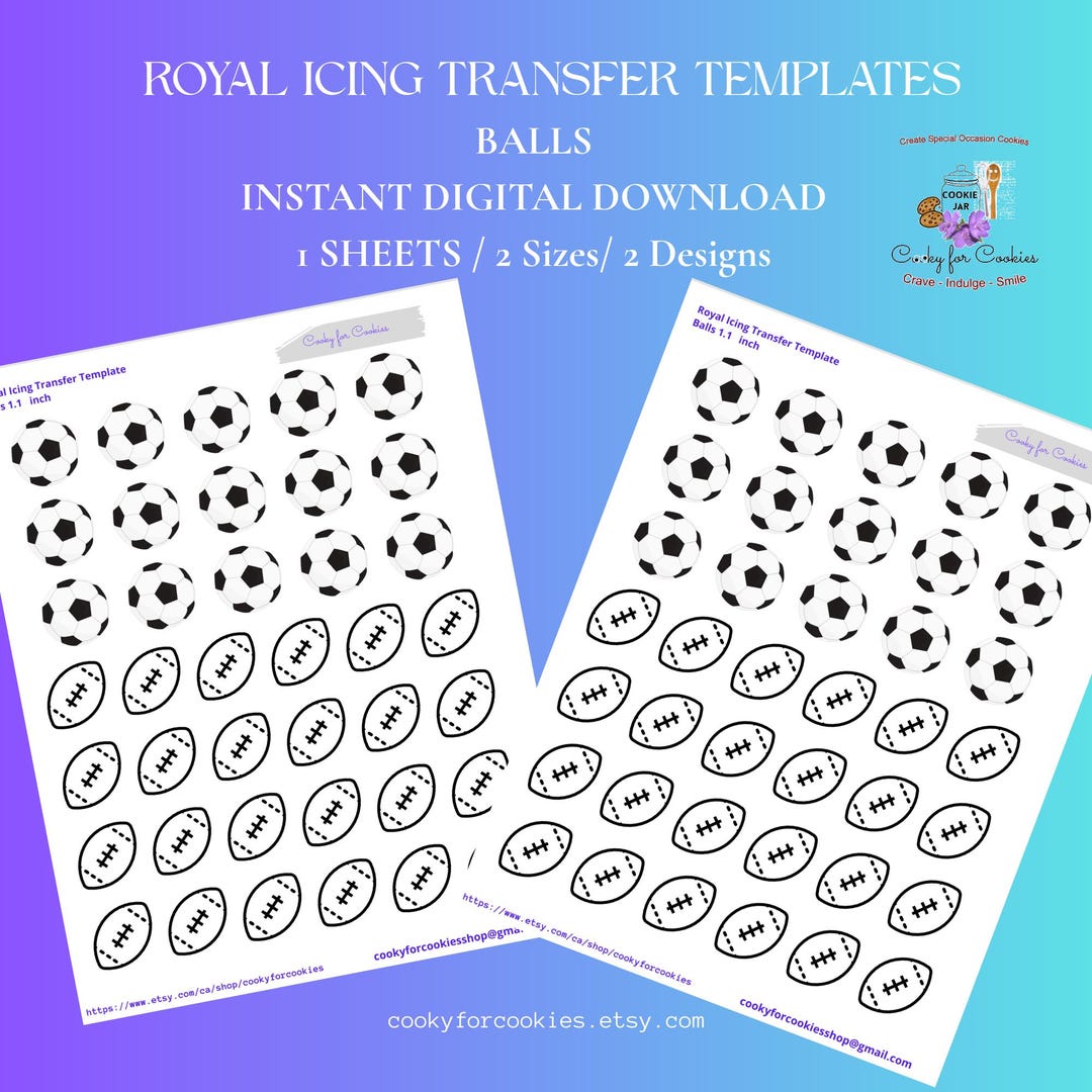 Soccer & Football Royal Icing Transfer Template: Sports Cookies ...