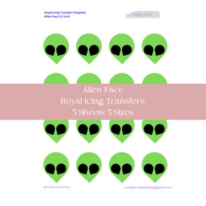 Alien Face Royal Icing Transfers: Halloween Cookie Decor (PDF Download 8.5x11in Sheets) - Etsy