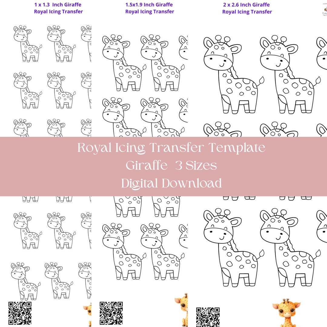 Baby Giraffe Royal Icing Transfer Template - Etsy
