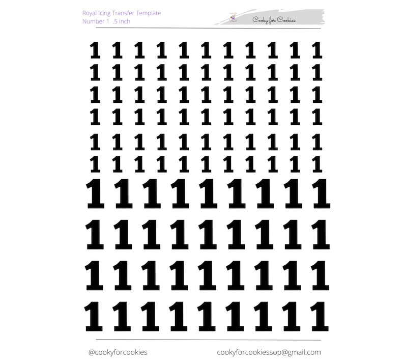 Number One Royal Icing Transfer Template: 4 Sizes (digital Download) - Etsy