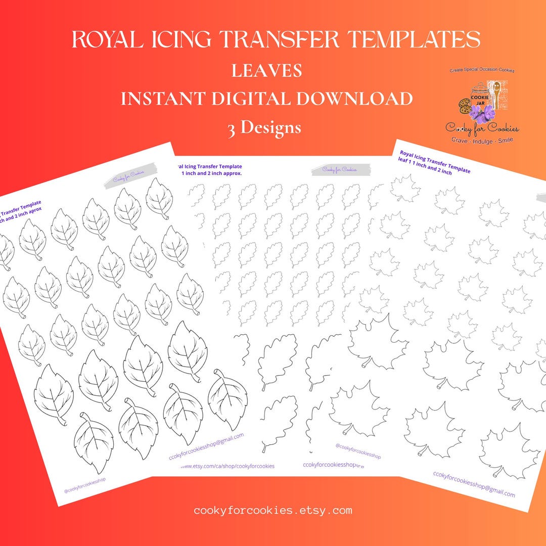 Fall Leaves Royal Icing Transfer Templates - Etsy