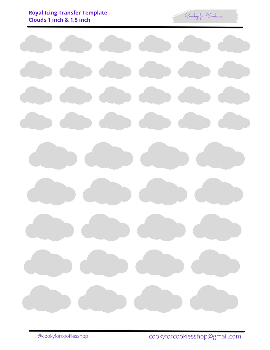 Clouds Royal Icing Transfer Template - Etsy