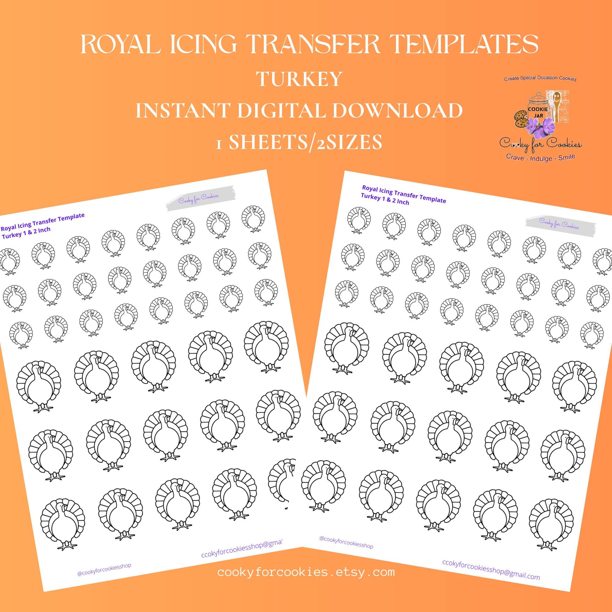Turkey Royal Icing Transfer Template, Thanksgiving Turkey, Christmas ...
