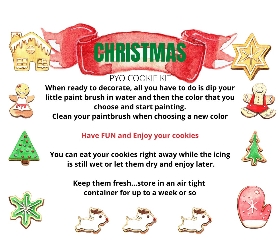 Christmas Cookie PYO Instruction Card: Printable Paint Your Own Cookie ...