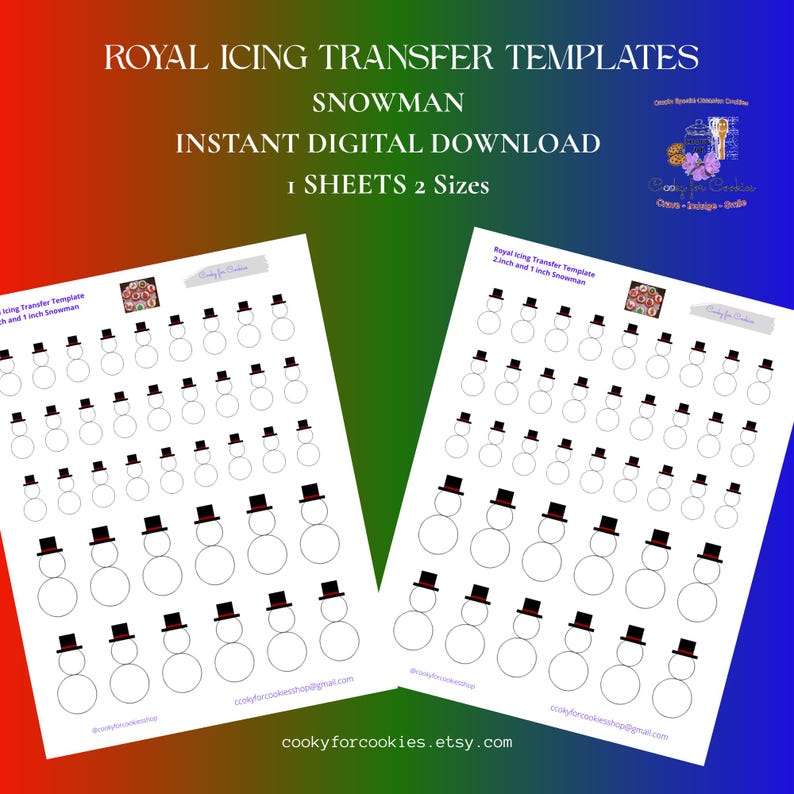 Snowman Royal Icing Transfer Template - Etsy