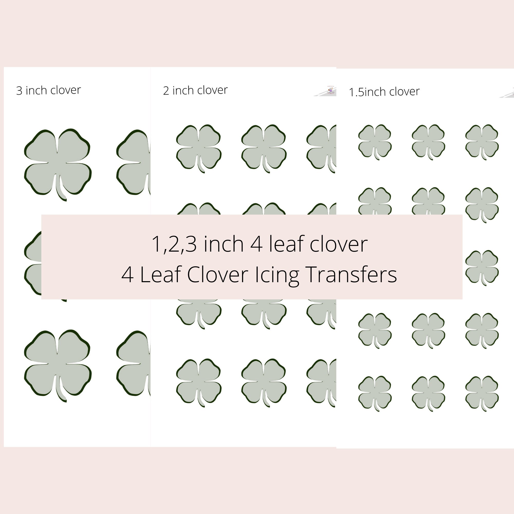 4 Leaf Clover Royal Icing Transfer Sheets, 1.5 ,2 and 3 Inches. - Etsy