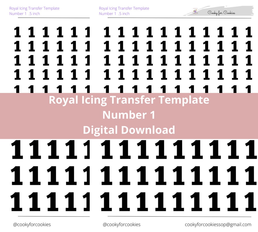 Number One Royal Icing Transfer Template: 4 Sizes (digital Download) - Etsy
