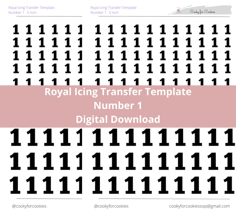 Number One Royal Icing Transfer Template: 4 Sizes (digital Download) - Etsy
