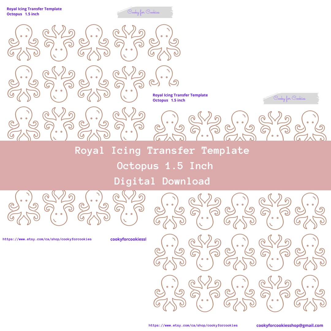 Octopus Royal Icing Transfer Template - Etsy