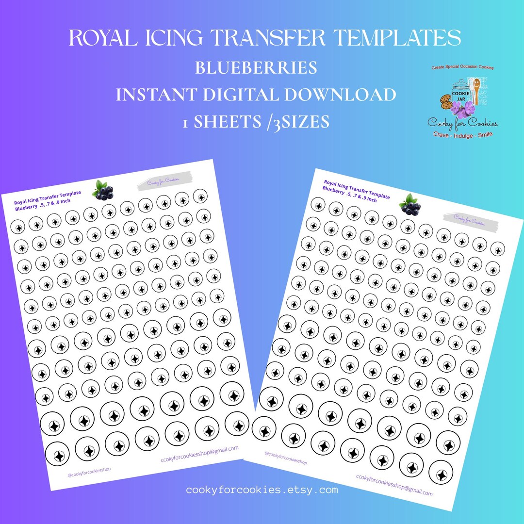 Blueberry Royal Icing Transfer Templates - Etsy