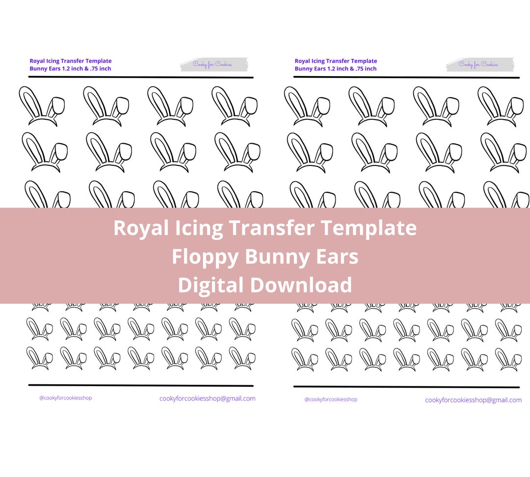 Floppy Bunny Ear Royal Icing Transfer Template - Etsy