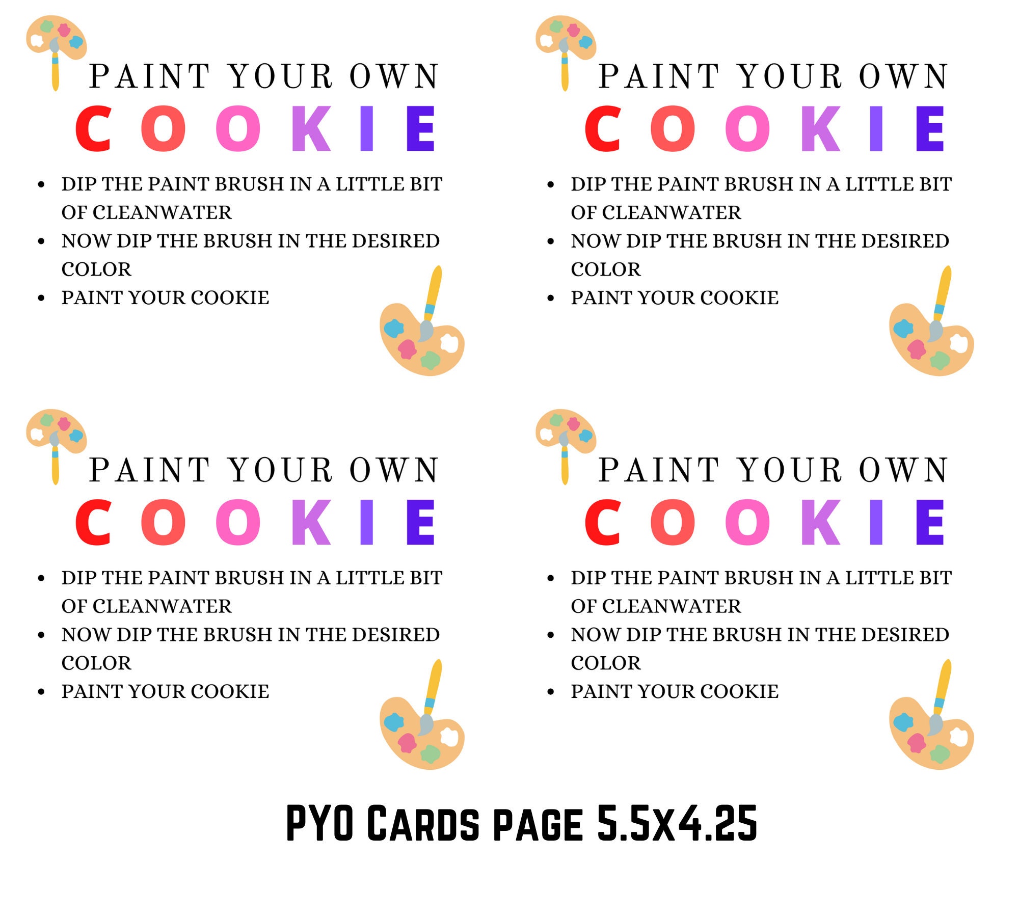 PYO Cookie Card Instruction Bundle Includes Different Sizes | Etsy