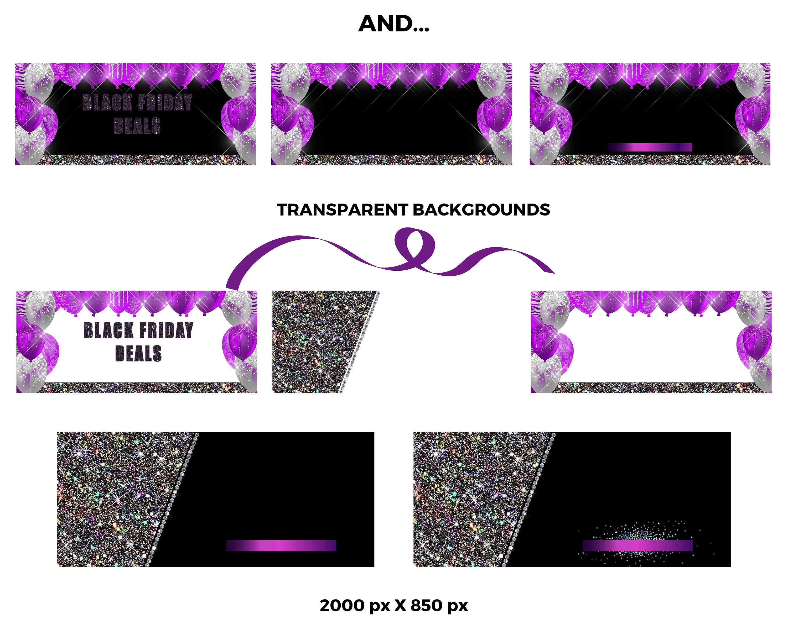 Glam Purple Silver Web Banner Template Kit. Shopify Glitter Banners ...