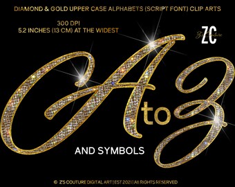 Gold Script Letters | Etsy