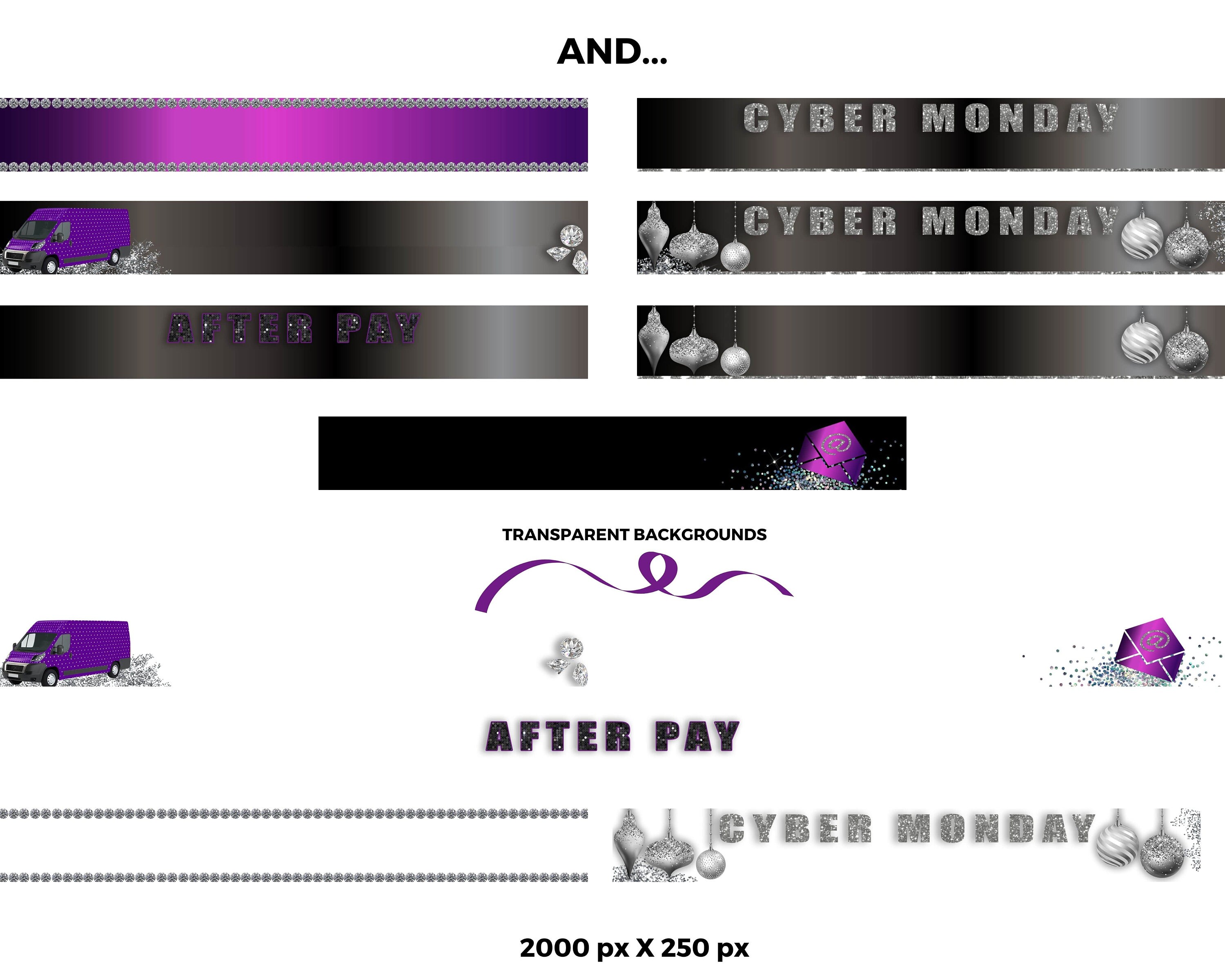 Glam Purple Silver Web Banner Template Kit. Shopify Glitter Banners ...