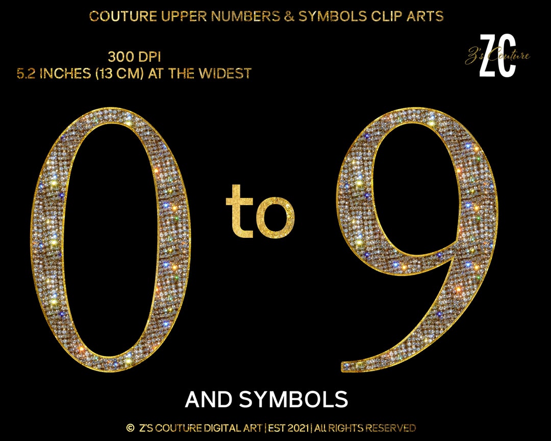 NEW 28 Glam Gold Diamond Bling Numbers 0-9 And Symbols Clip - Etsy France