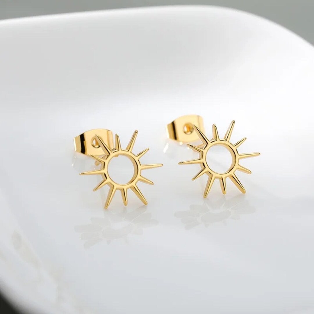 Gold Sun Studs Sunshine Minimalist Gold Stud Earrings Dainty Earrings ...