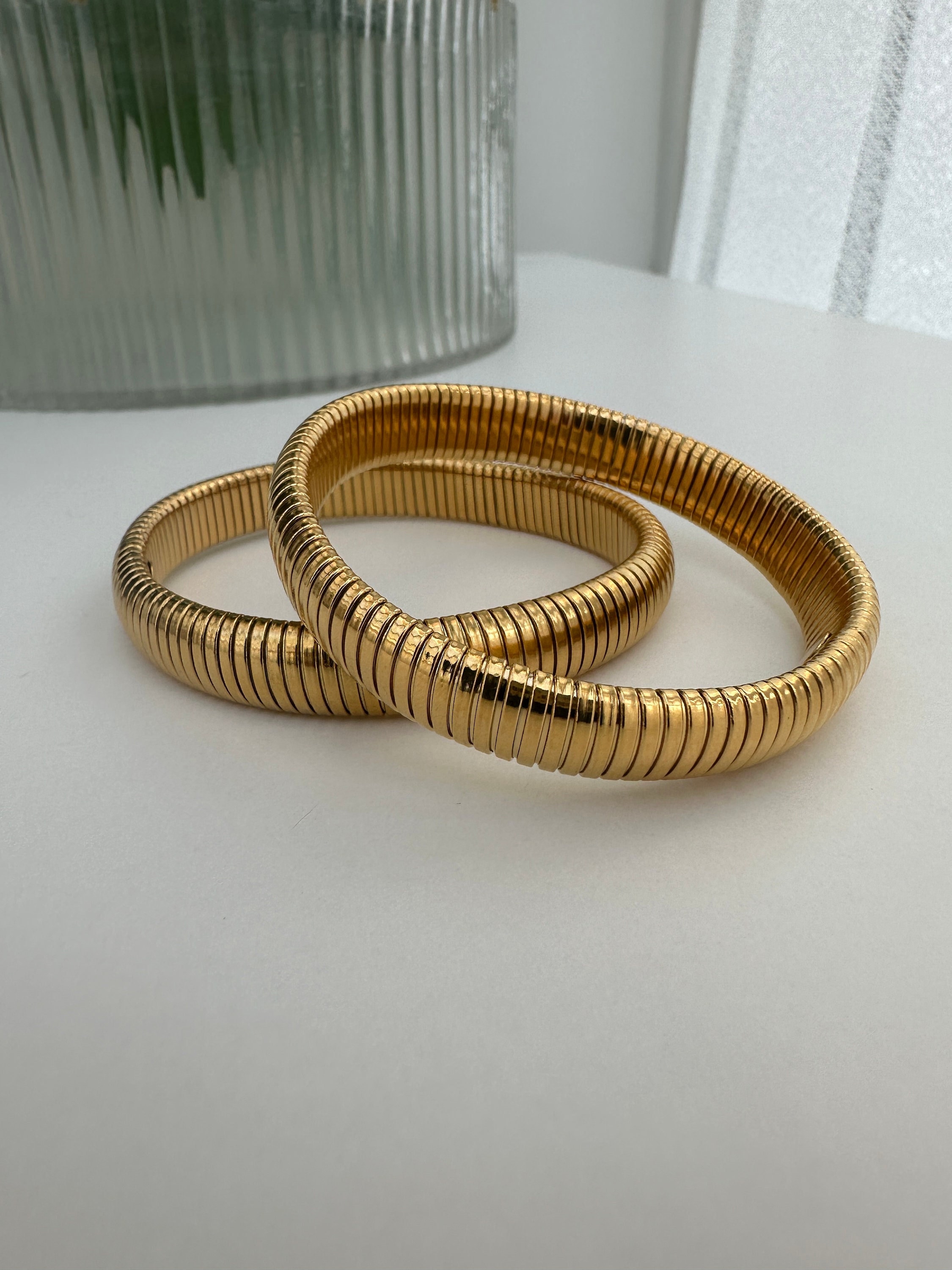 18K Gold Bangle Indian Bangle Bracelet Gold Elastic Bangle Minimalist Bangle Chunky Bangle ...