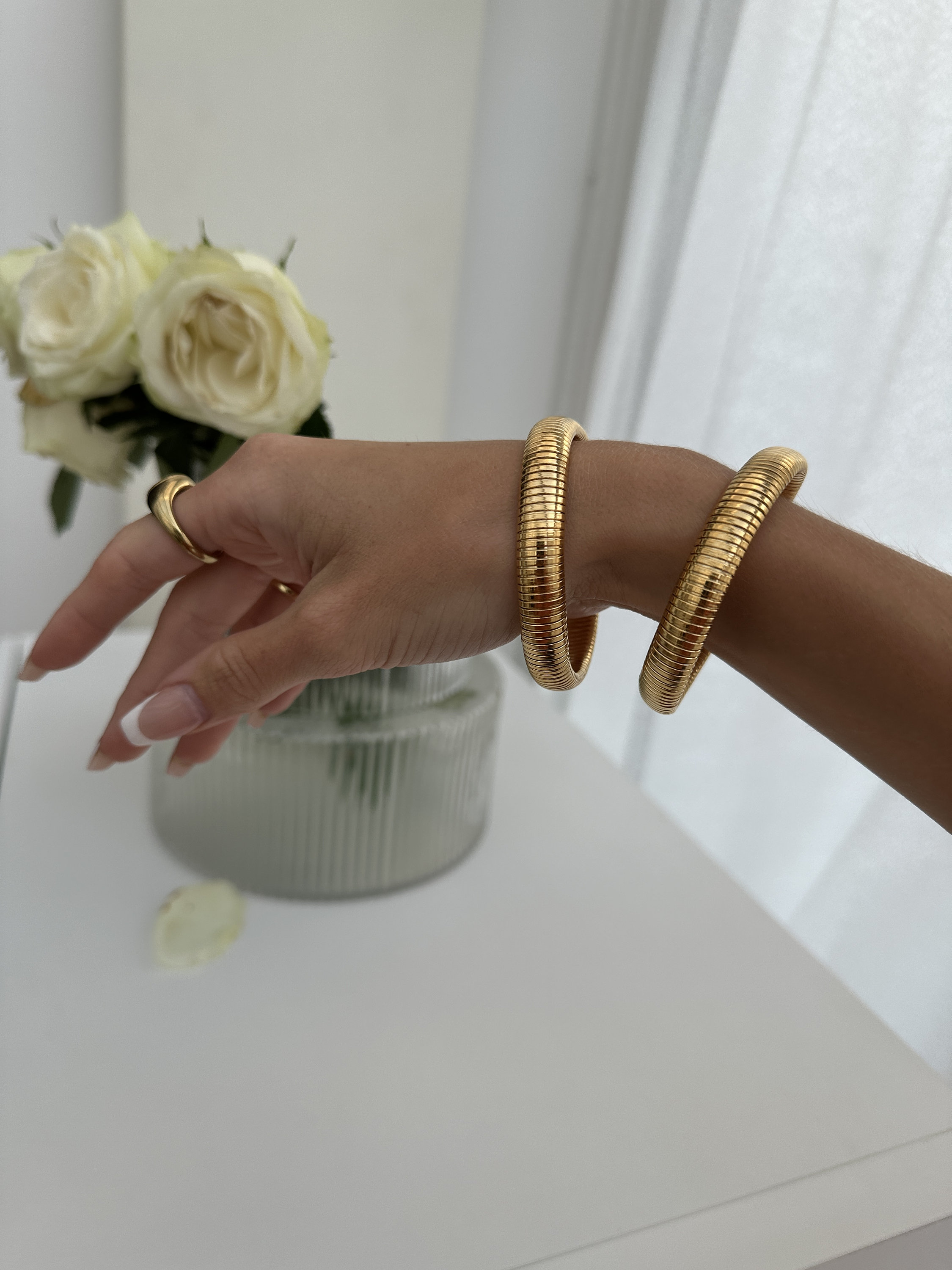 18K Gold Bangle Indian Bangle Bracelet Gold Elastic Bangle Minimalist Bangle Chunky Bangle ...